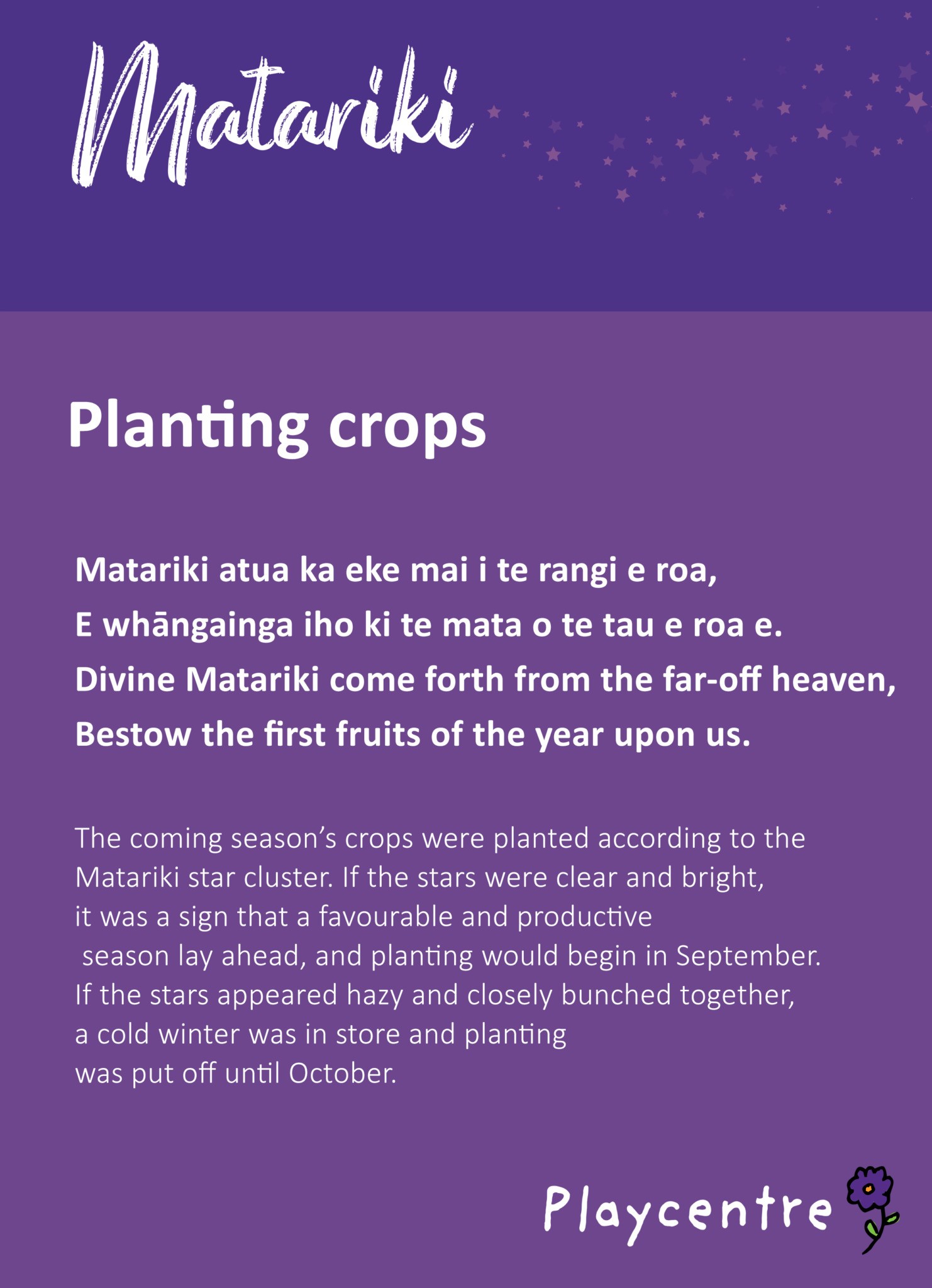 Ngā whakataukī mō Matariki – Matariki proverbs | Playcentre