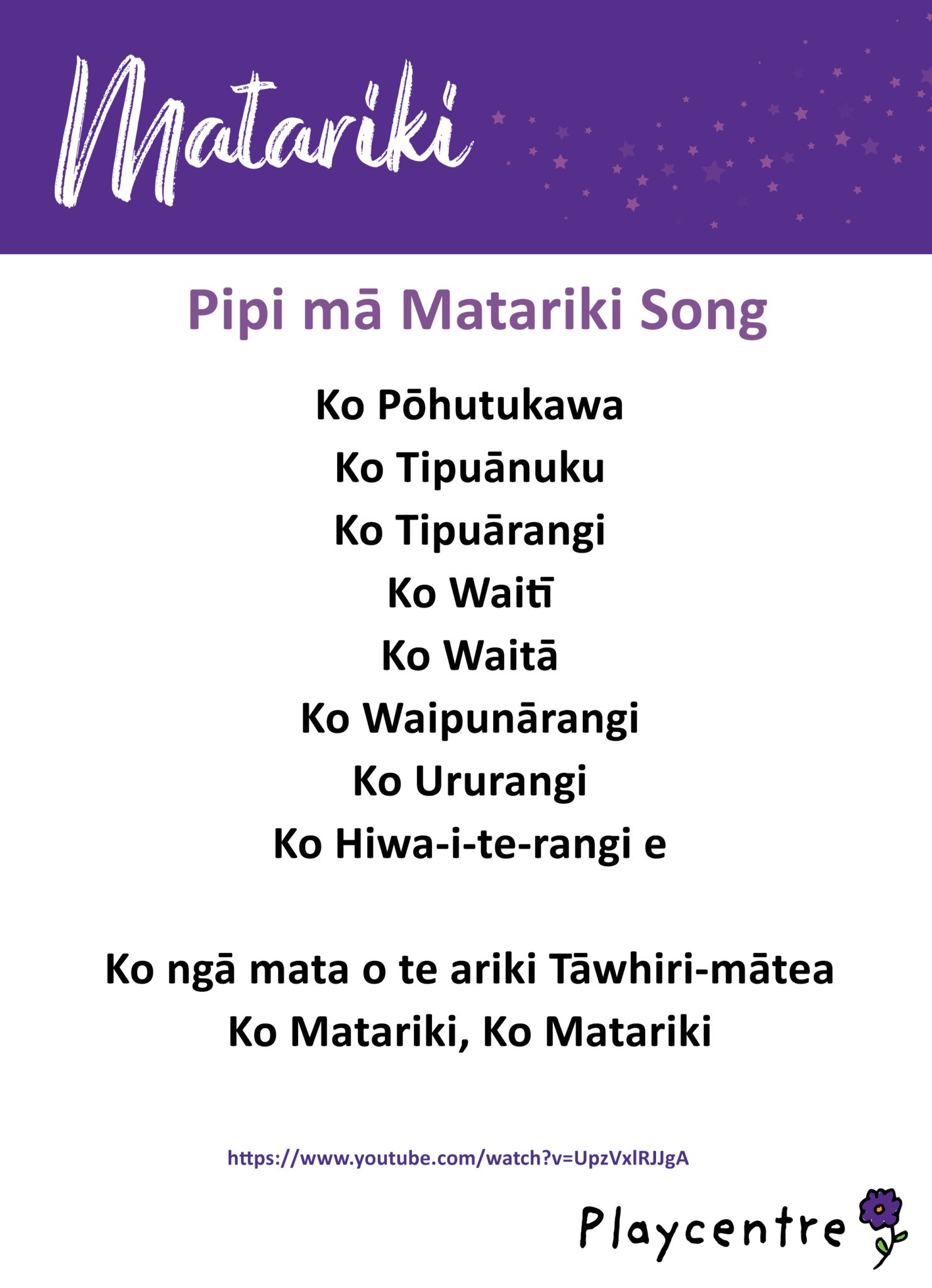 Ngā waiata o Matariki - songs of Matariki | Playcentre.org.nz